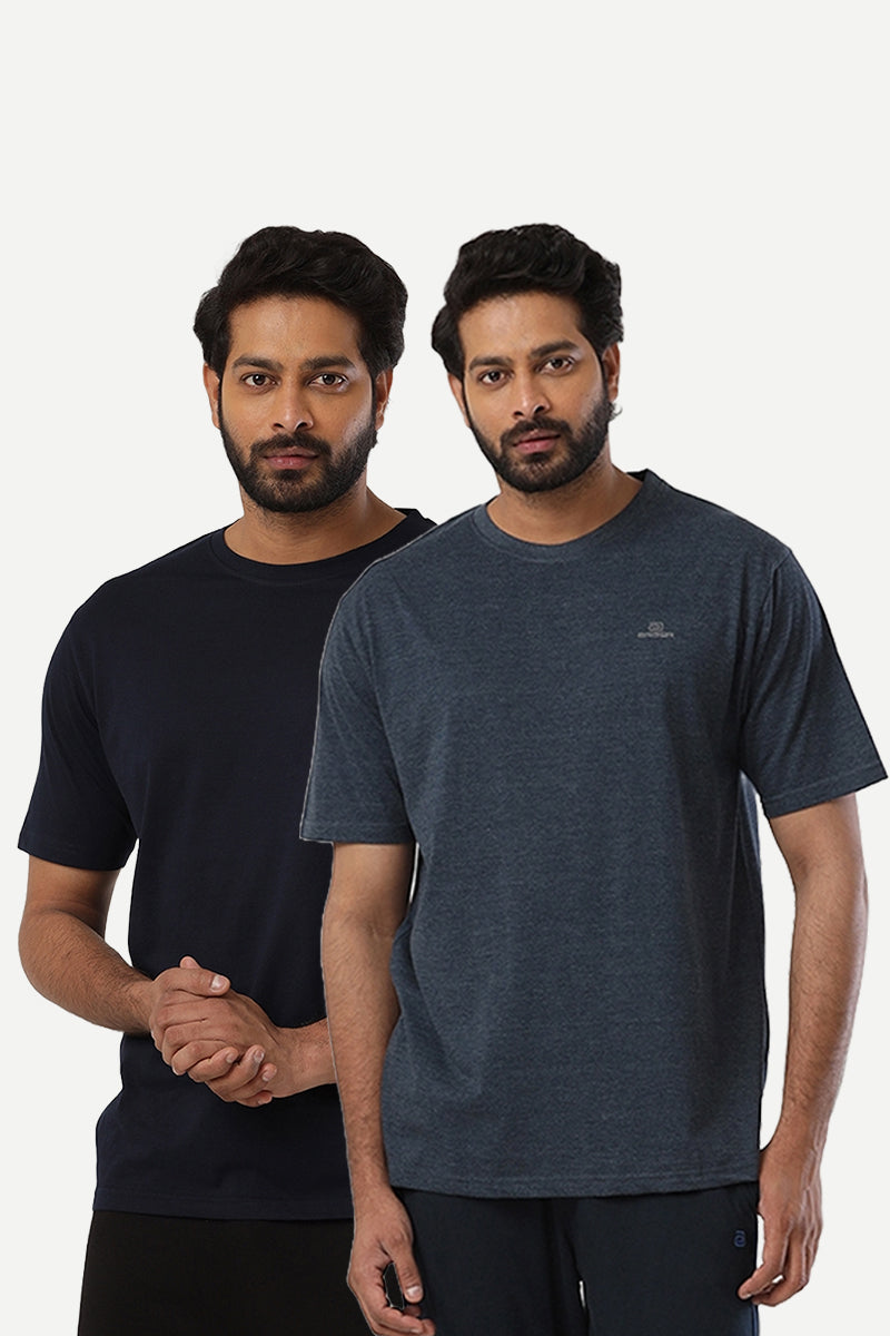Blue Round Neck Solid T shirts | Men's Round Neck T Shirts Combo