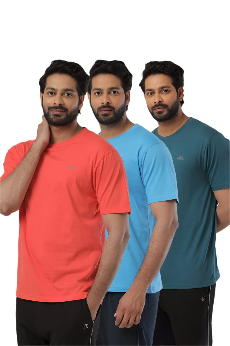 Shop Round Neck Solid T-Shirt Pack of 3 Combo For Men | T-Shirts Combo