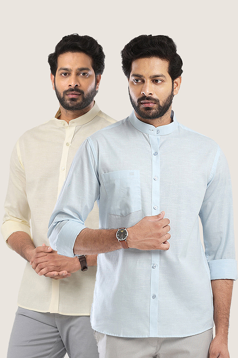 Neo - Light Blue & Light Yellow Of 2 Combo Shirts For Men | Ariser