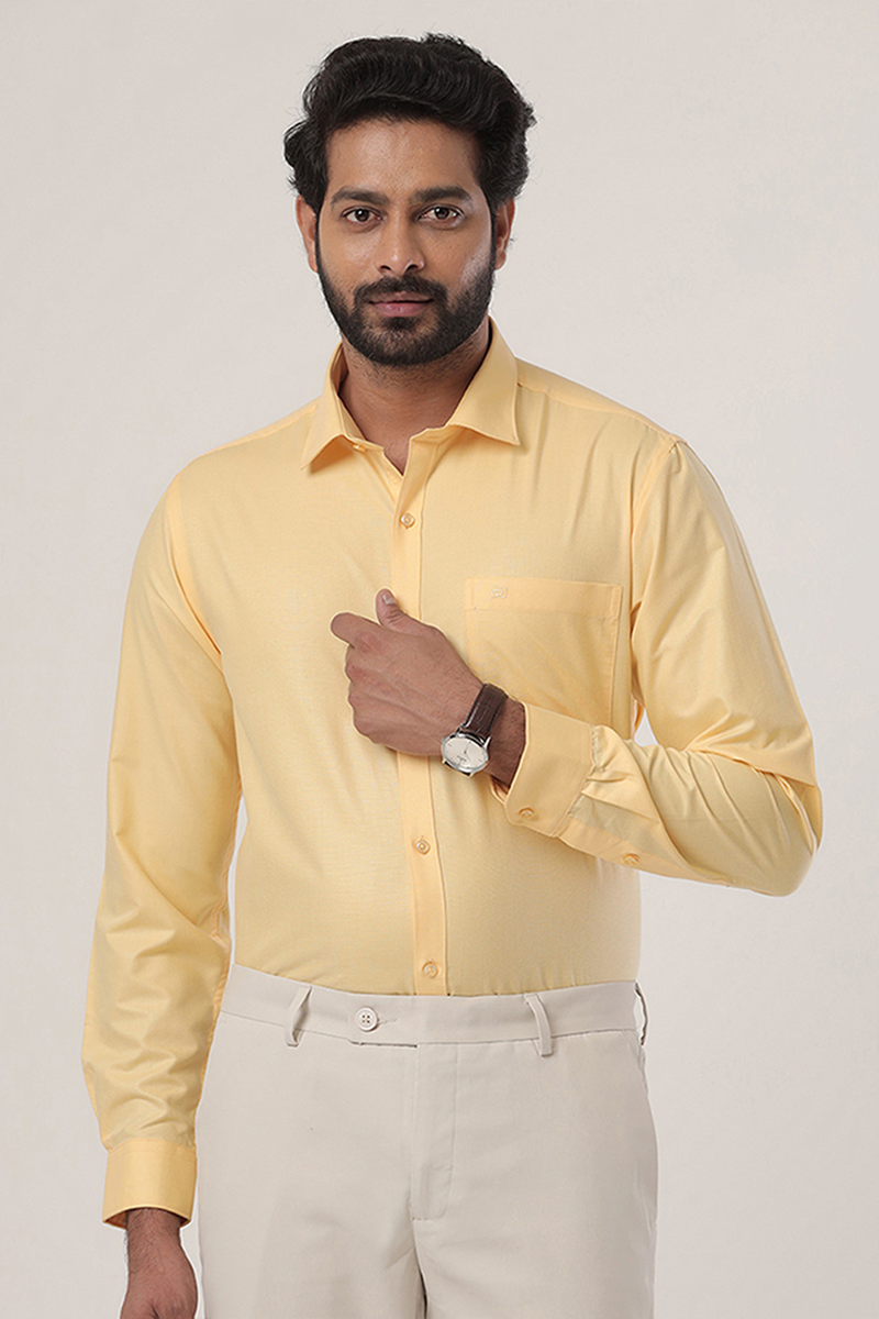 Super Soft -Light Yellow Formal Shirts for Men | Ariser
